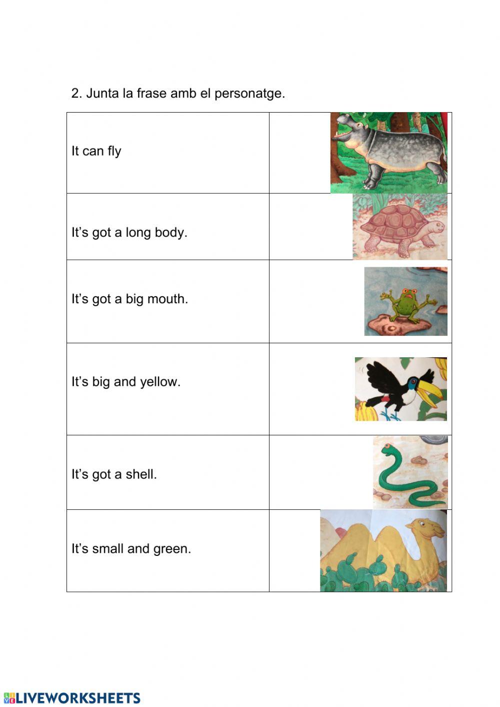 Animals + descriptions worksheet | Live Worksheets