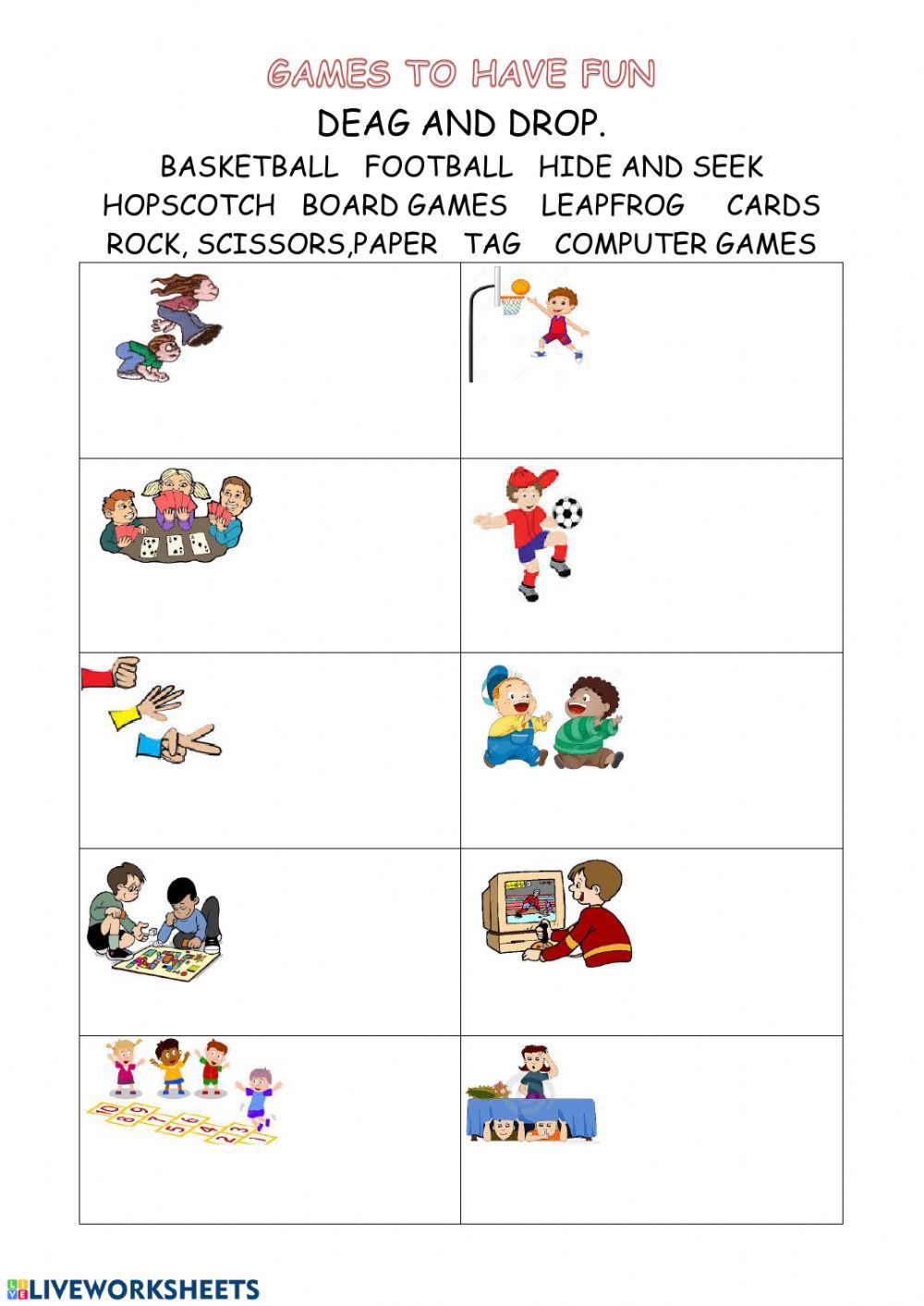T 2 games MATCH worksheet | Live Worksheets