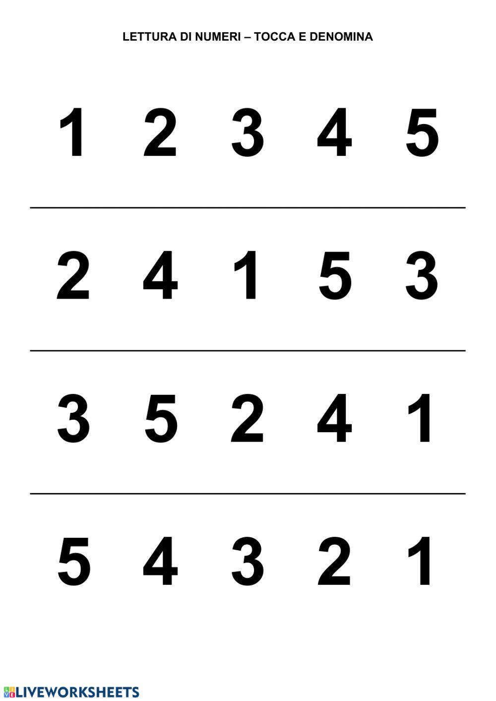 Lettura di numeri worksheet | Live Worksheets