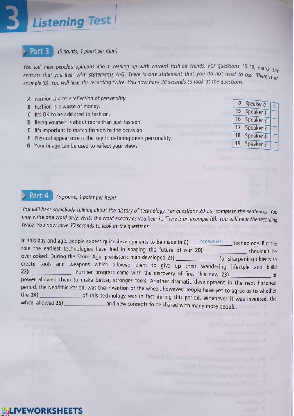 Listening paper 5562315 | sunseawind | LiveWorksheets