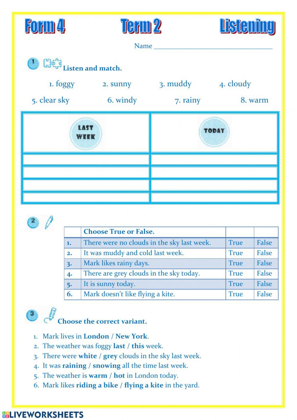 Listening online exercise for Grade 4 | Live Worksheets