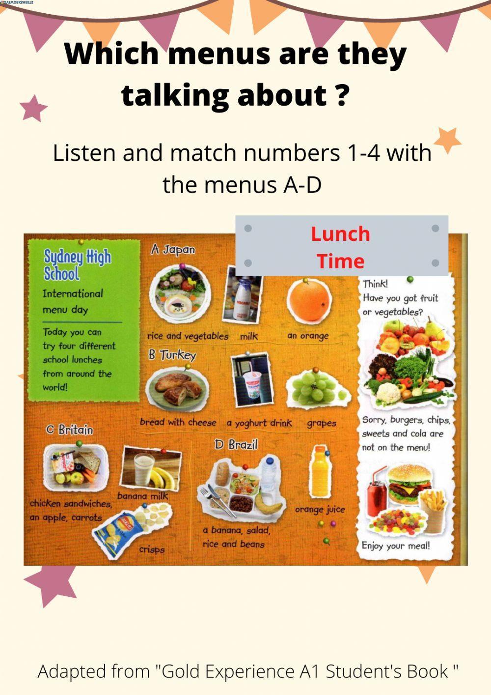 Which menus are… | Free Interactive Worksheets | 143641