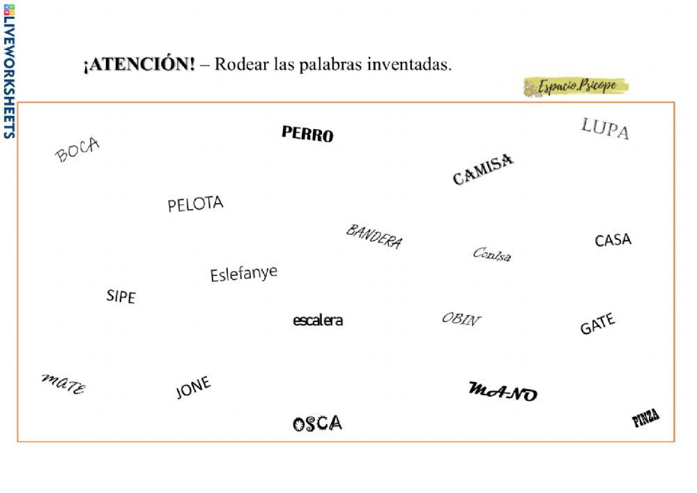 Palabras inventadas interactive worksheet | Live Worksheets