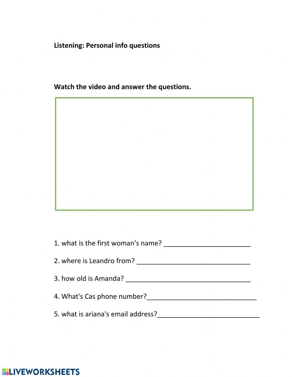 Listeninf perso… | Free Interactive Worksheets | 81996