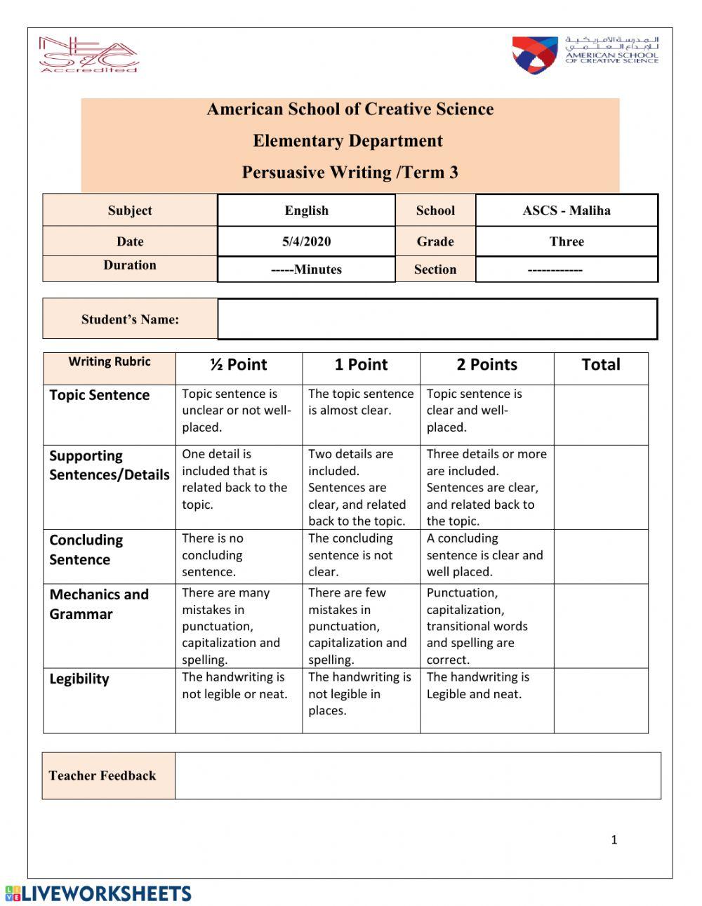 Persuasive Writing Online Exercise For Live Worksheets persuasive-writing-online-exercise-for-live-worksheets
