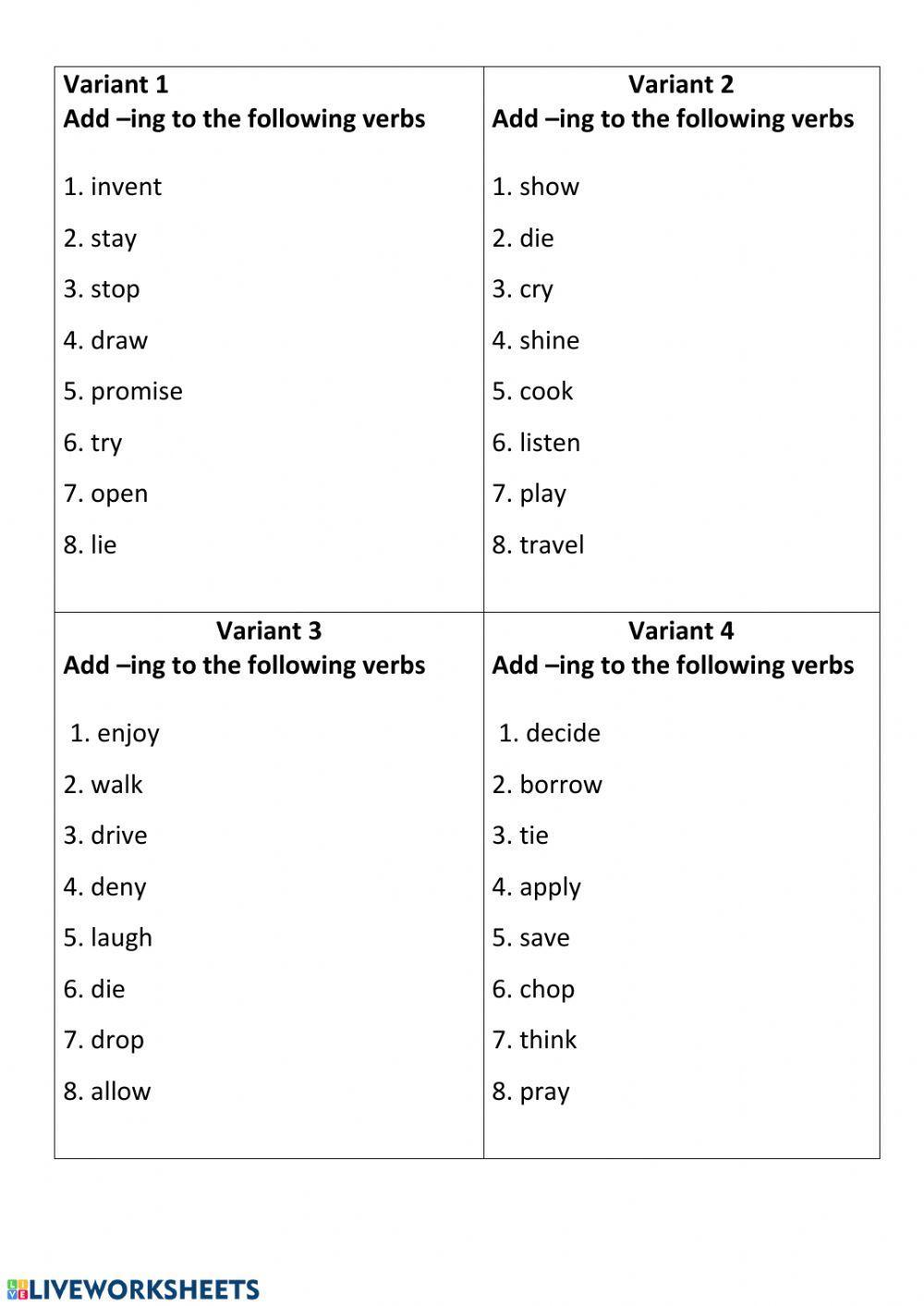 Adding -ing To The Verbs Worksheet Live Worksheets, 54% OFF Adding -ing To The Verbs Worksheet Live Worksheets, 54% OFF