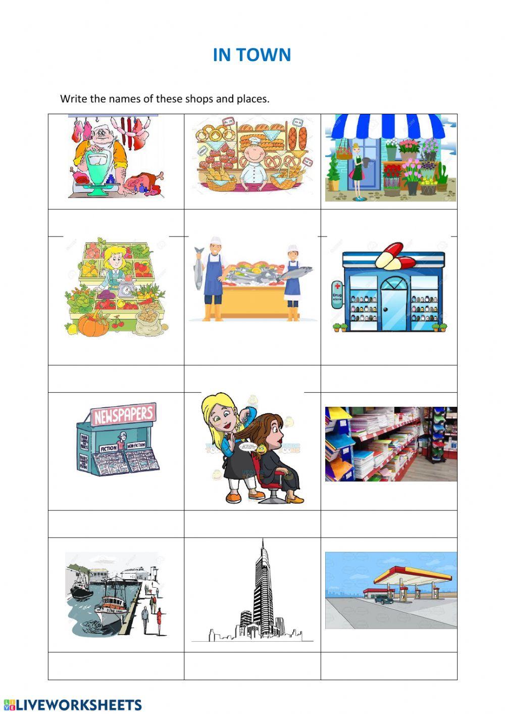 In town worksheet | Live Worksheets