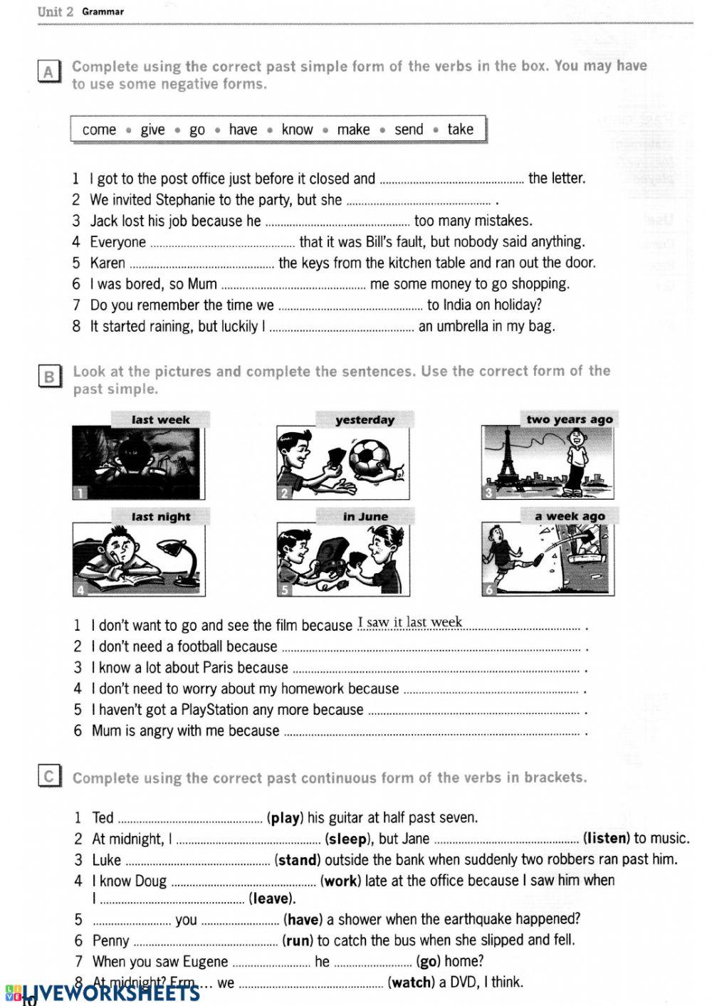 Past Simple and Continuous activity | Live Worksheets