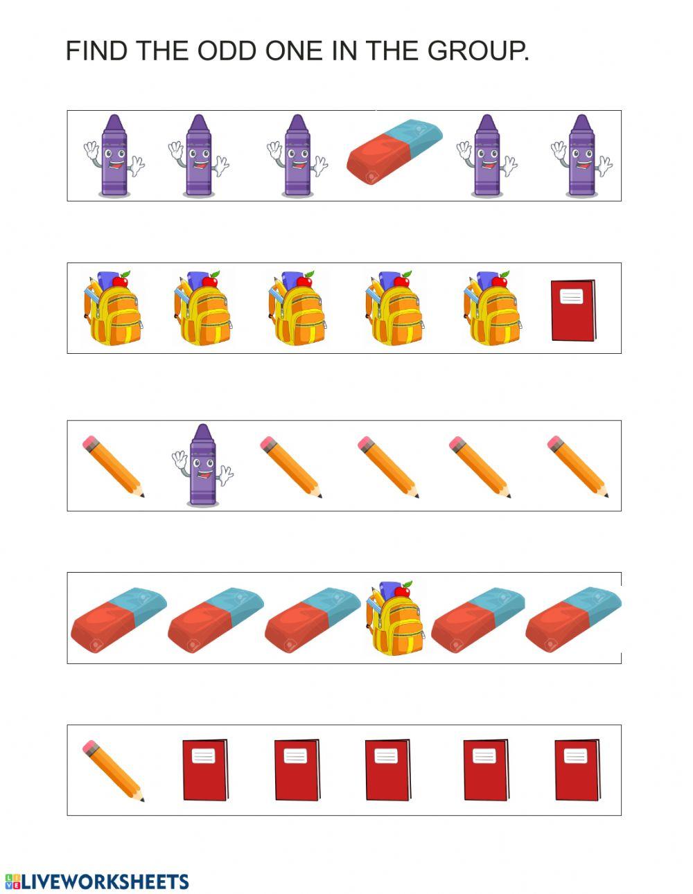 School Objects online worksheet for Children | Live Worksheets