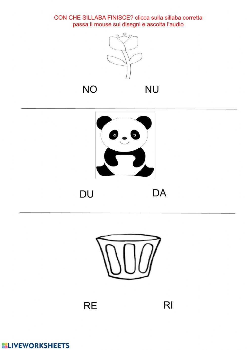 Sillaba finale worksheet | Live Worksheets