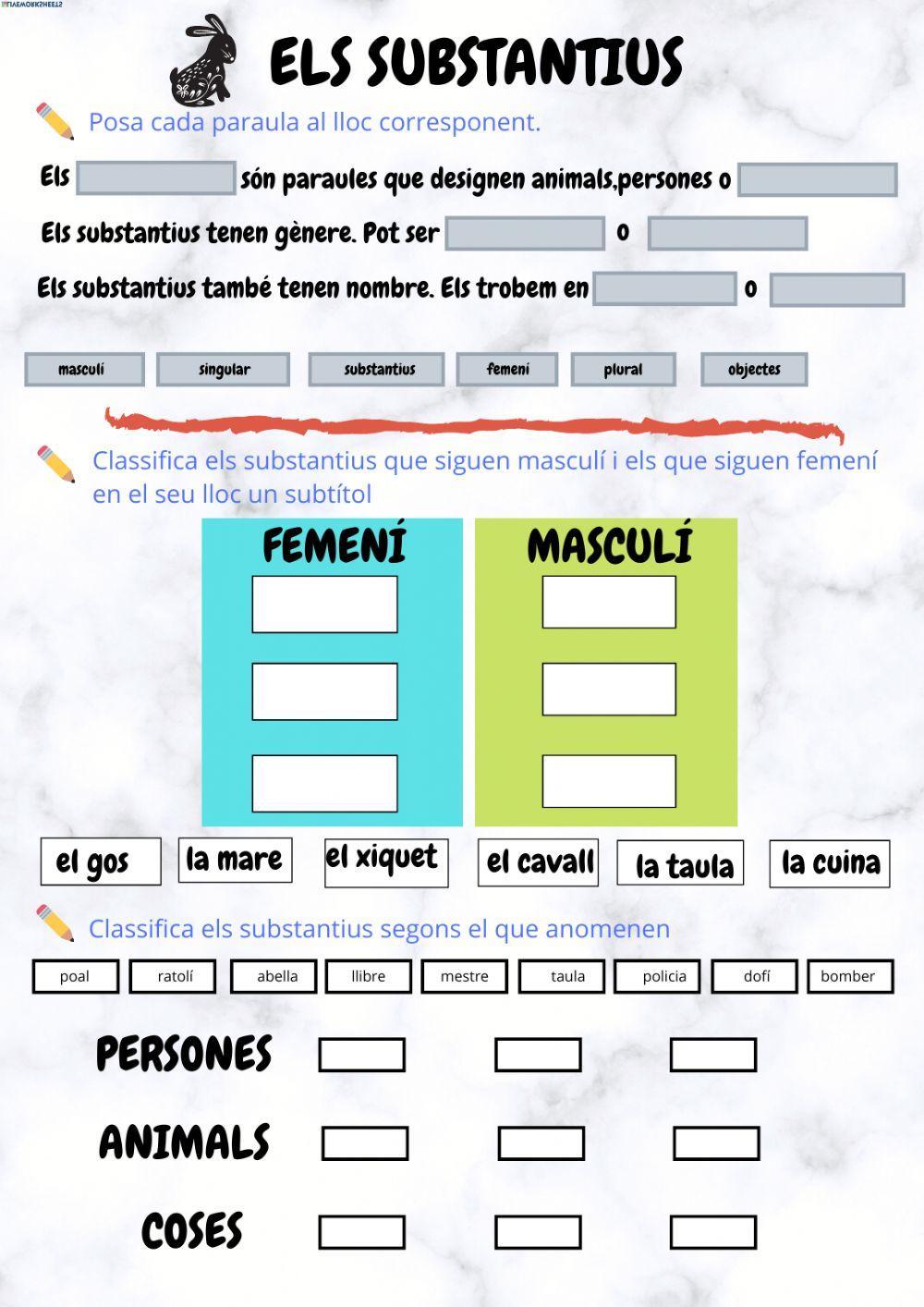 84003 | Els substantius | rosamalonda | LiveWorksheets