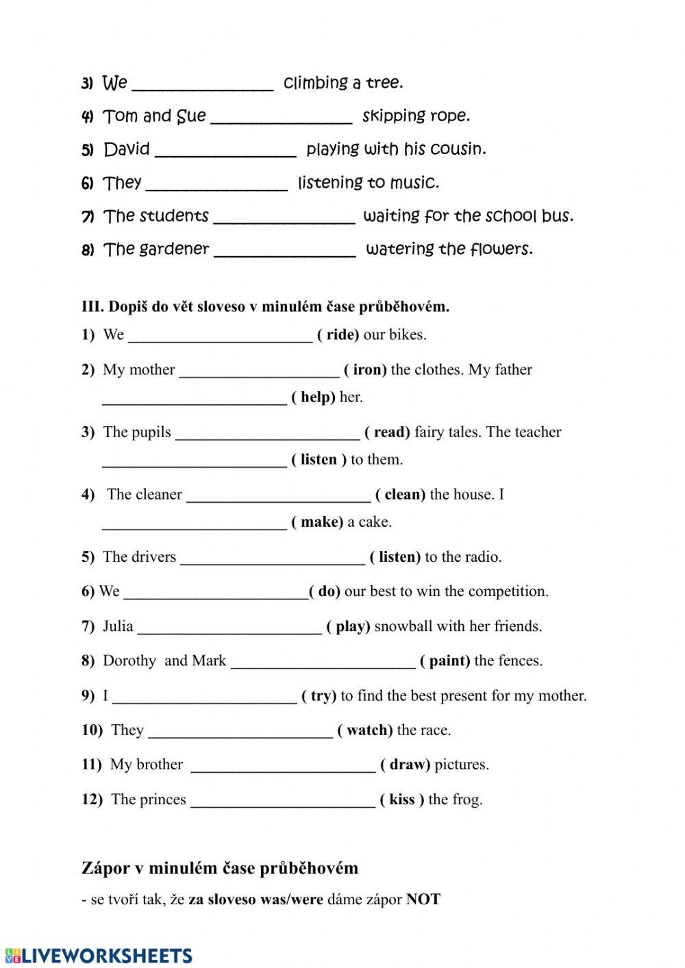Past Simple Continuous Worksheet Live Worksheets
