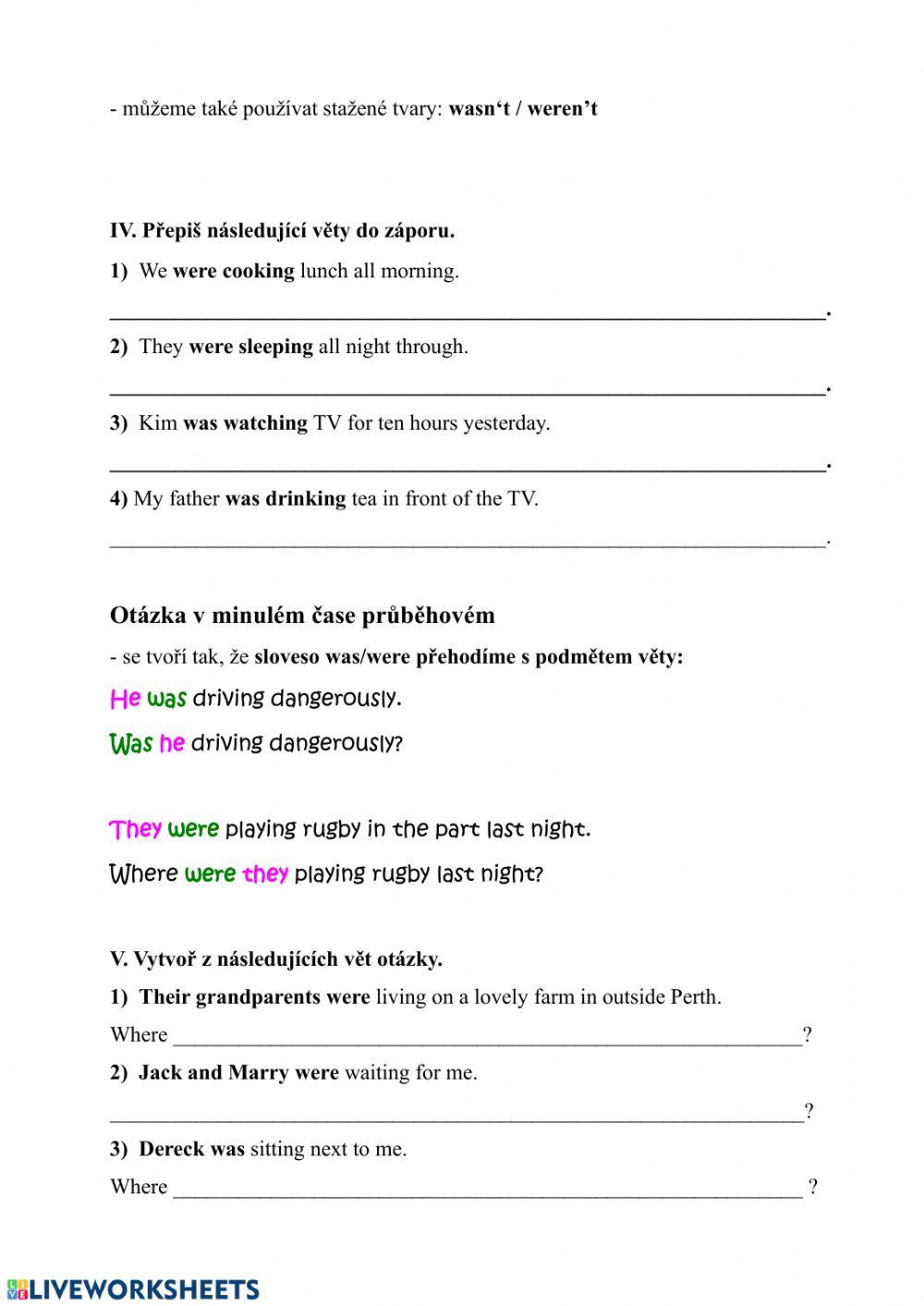 Past simple continuous worksheet | Live Worksheets