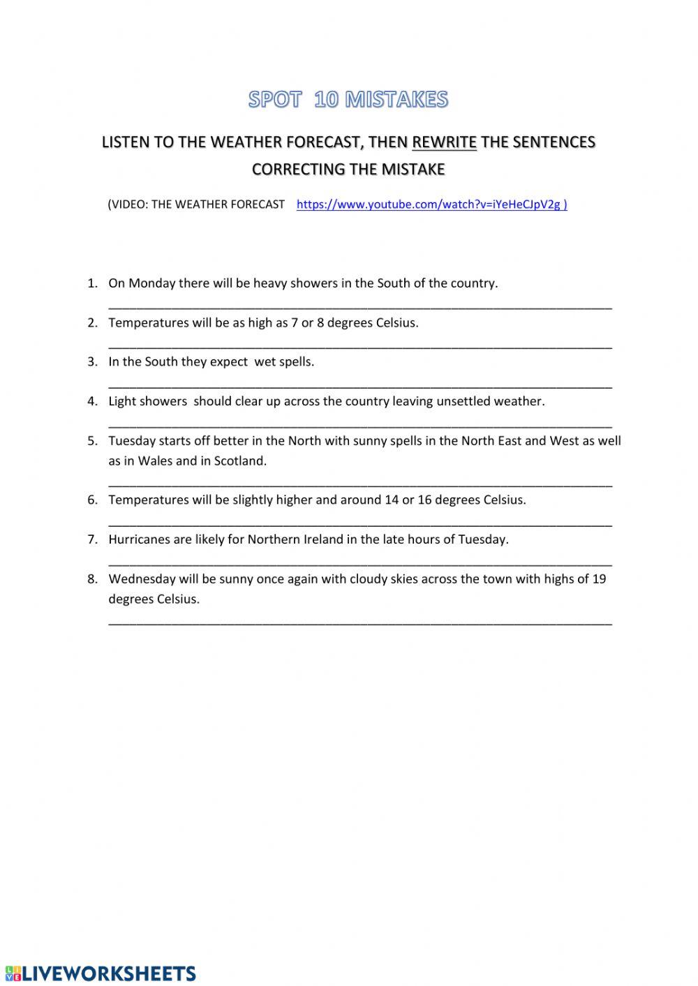 Weather Forecast | Free Interactive Worksheets | 84844