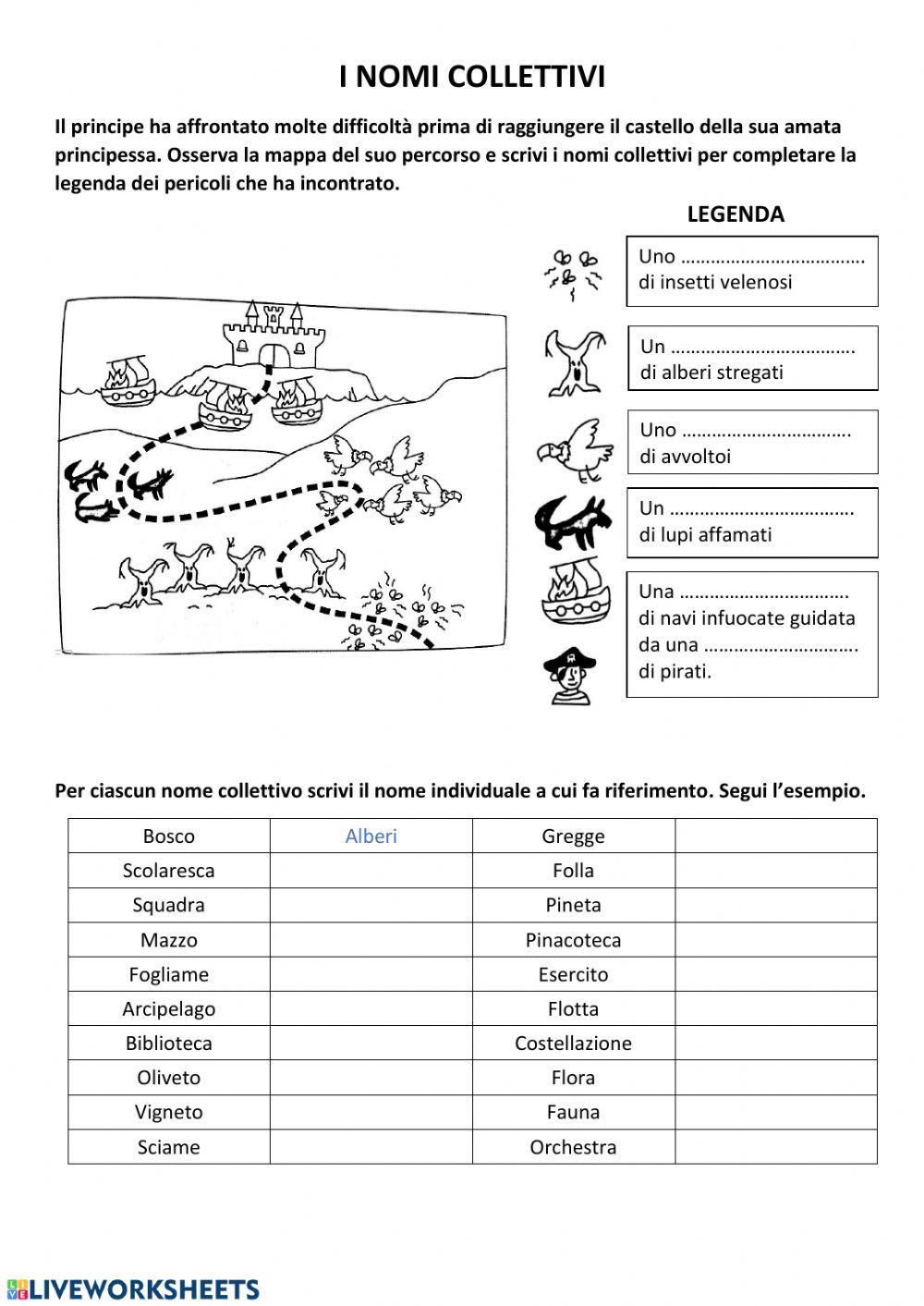 Nomi collettivi worksheet | Live Worksheets