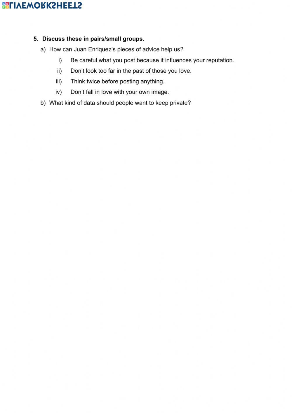 B1 - Digital fingerprint online exercise for | Live Worksheets