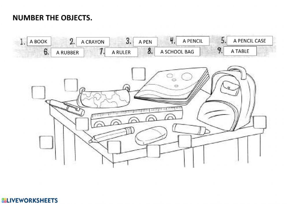 School supplies interactive exercise for Elementary | Live Worksheets