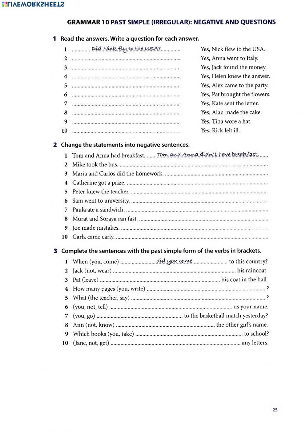 5448516 | Past Simple IRREGULAR negative- questions