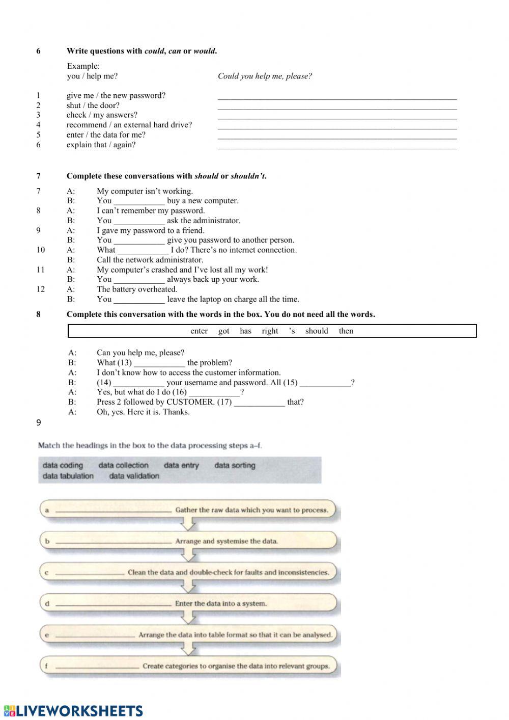 IT 1 - Progress test 4 - Databases worksheet | Live Worksheets