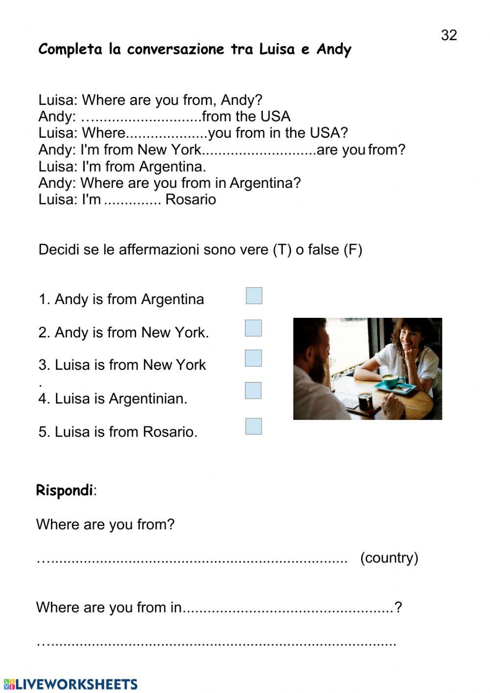 chiedere e dare dettagli personali (2) parte 1 online exercise for ...