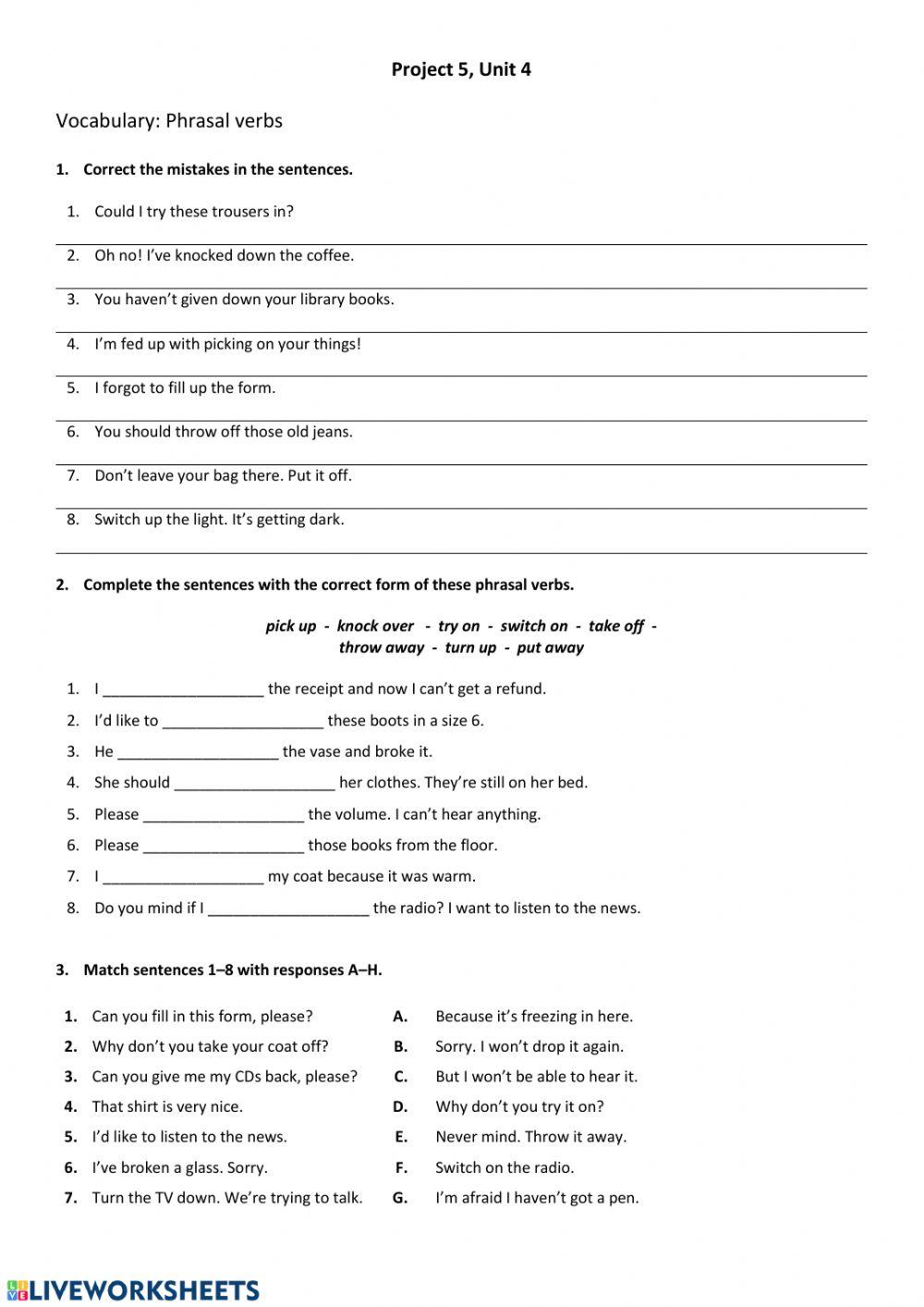 Project 4 - Uni… | Free Interactive Worksheets | 5449842