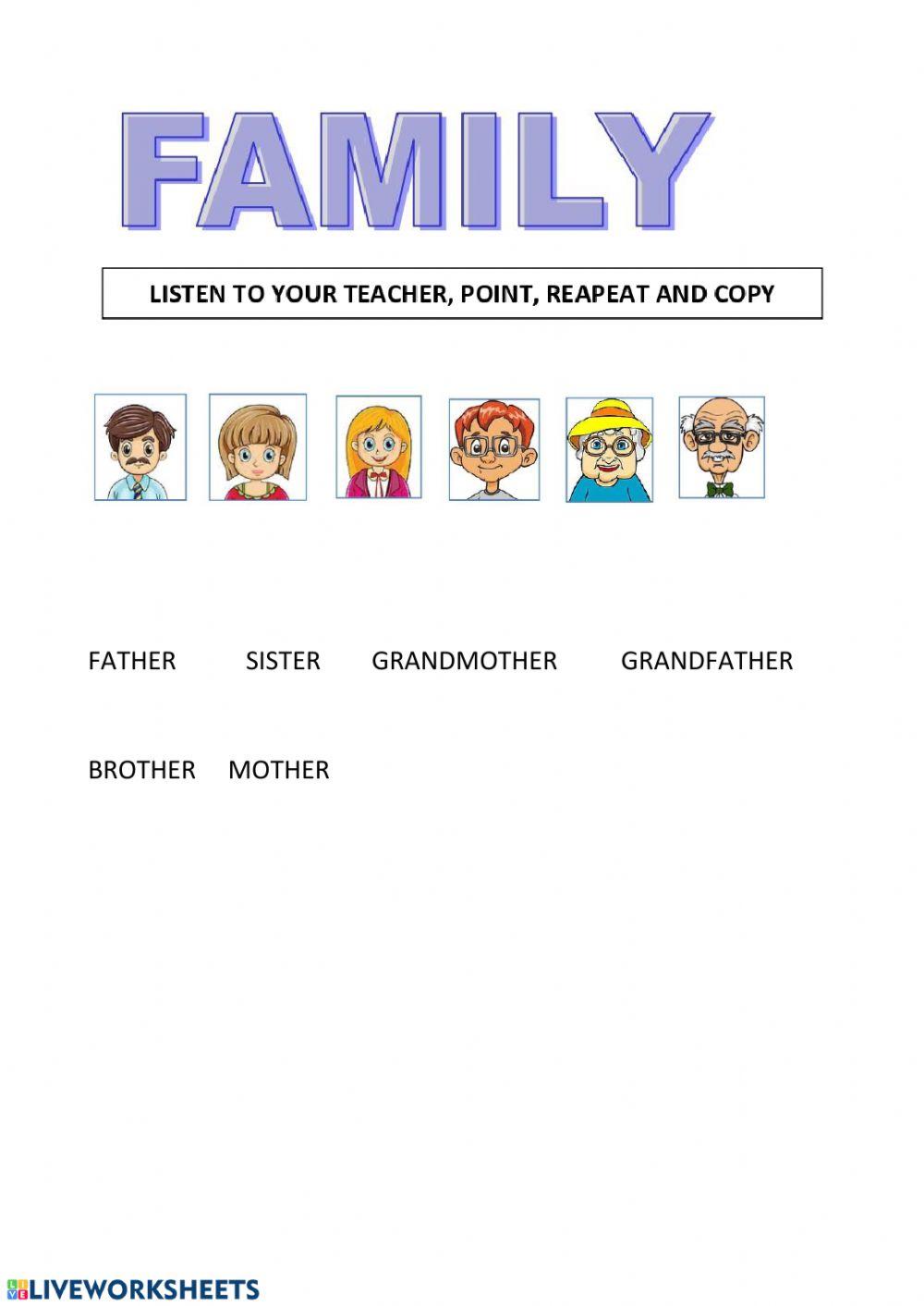 english family worksheet | Live Worksheets