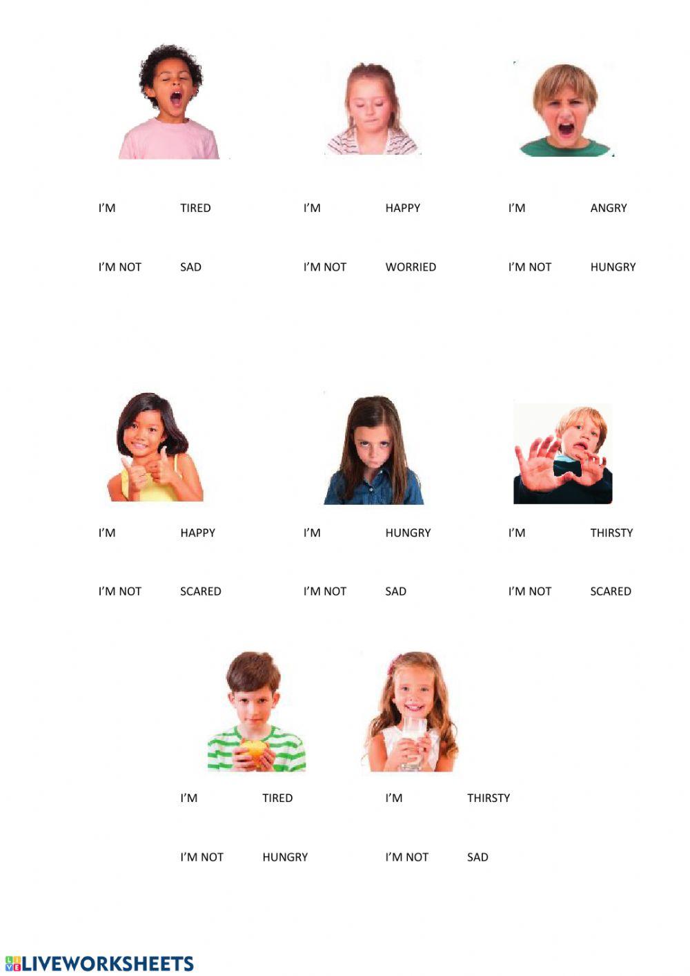 Feelings-I'm - I'm not worksheet | Live Worksheets