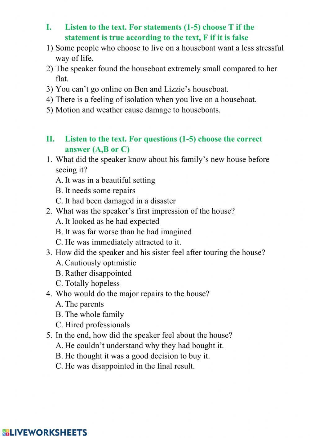 Homes interactive worksheet | Live Worksheets