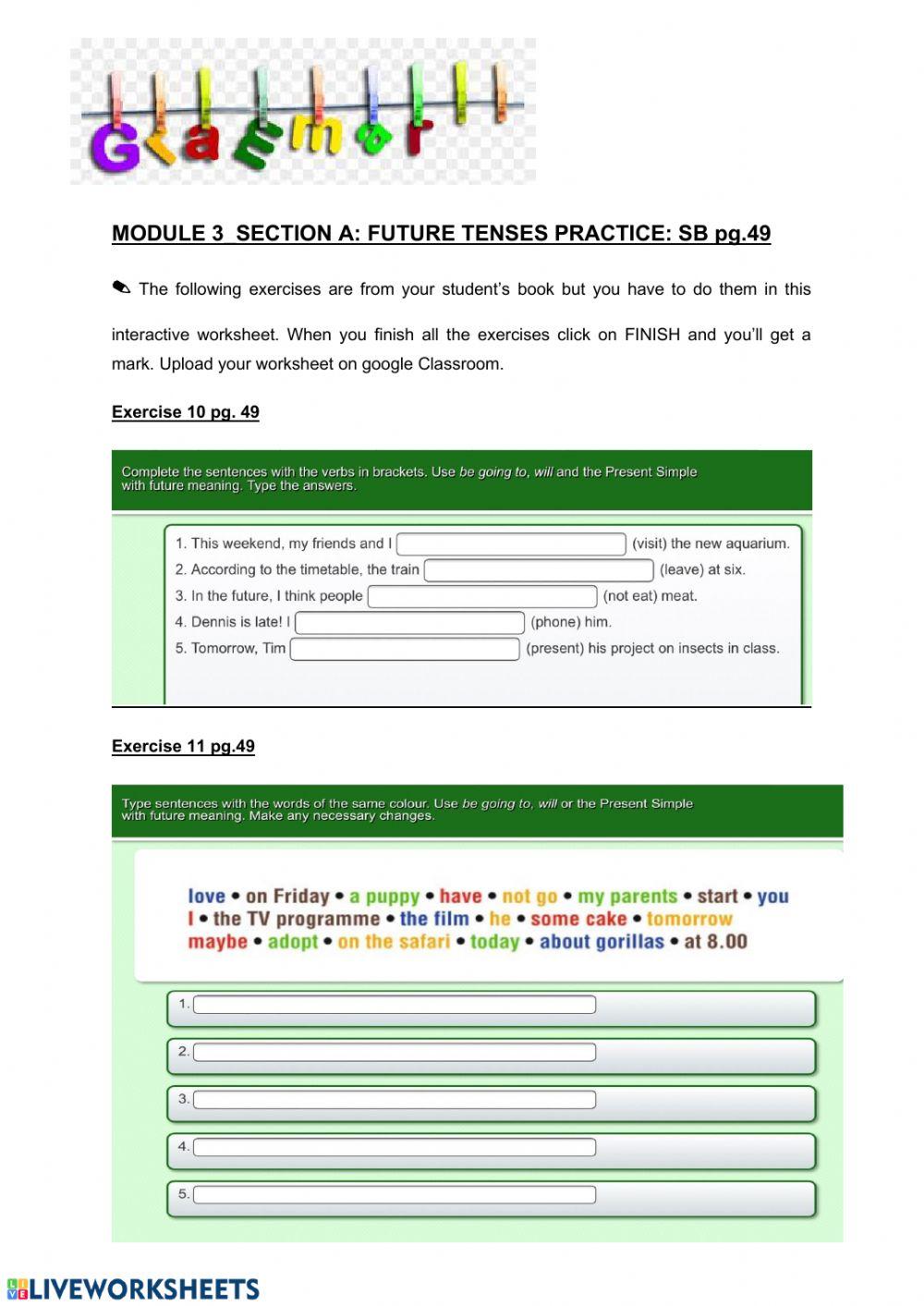 Future Tenses Practice 87736 | pasvila | Live Worksheets