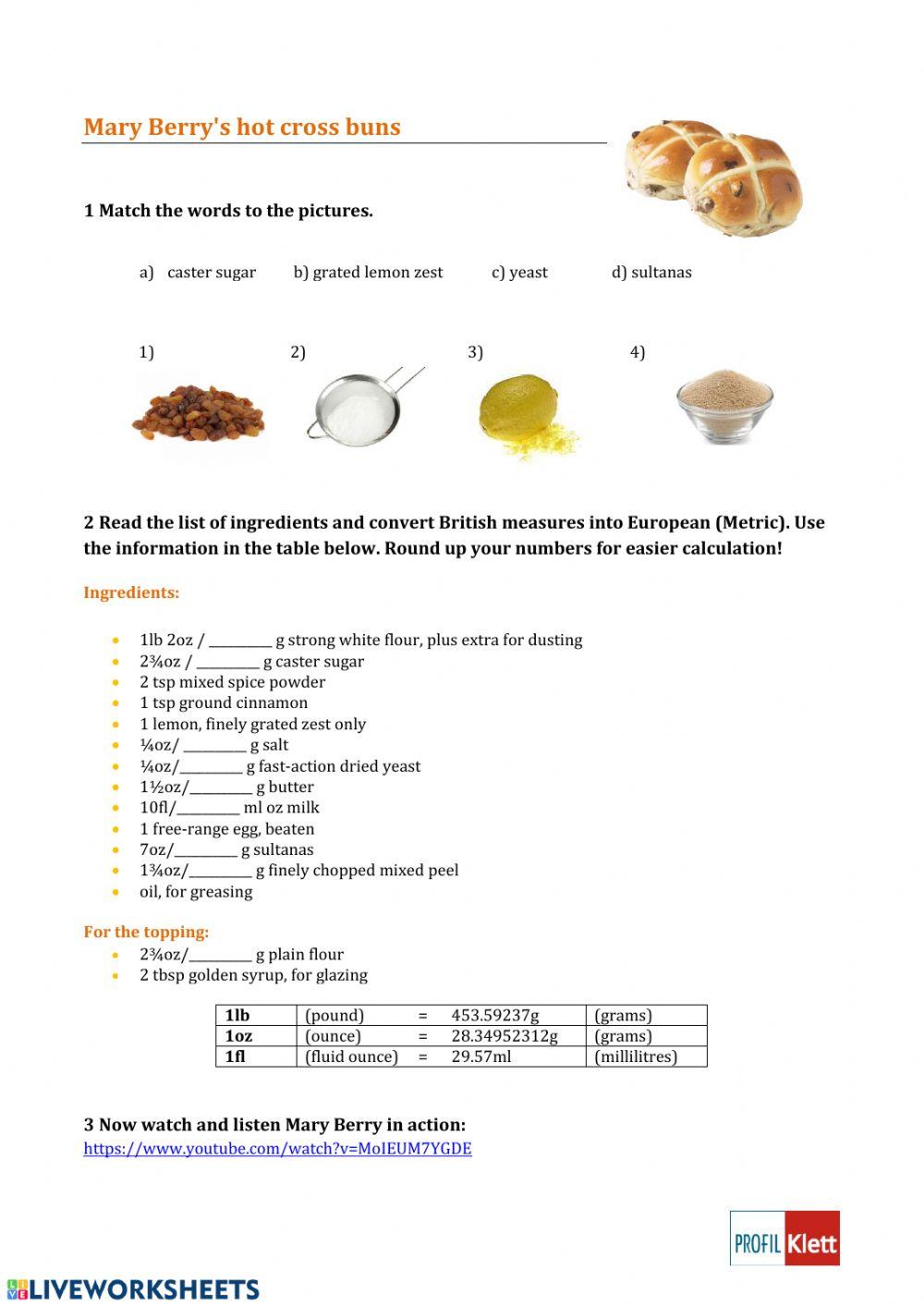 Hot cross buns | Free Interactive Worksheets | 87891