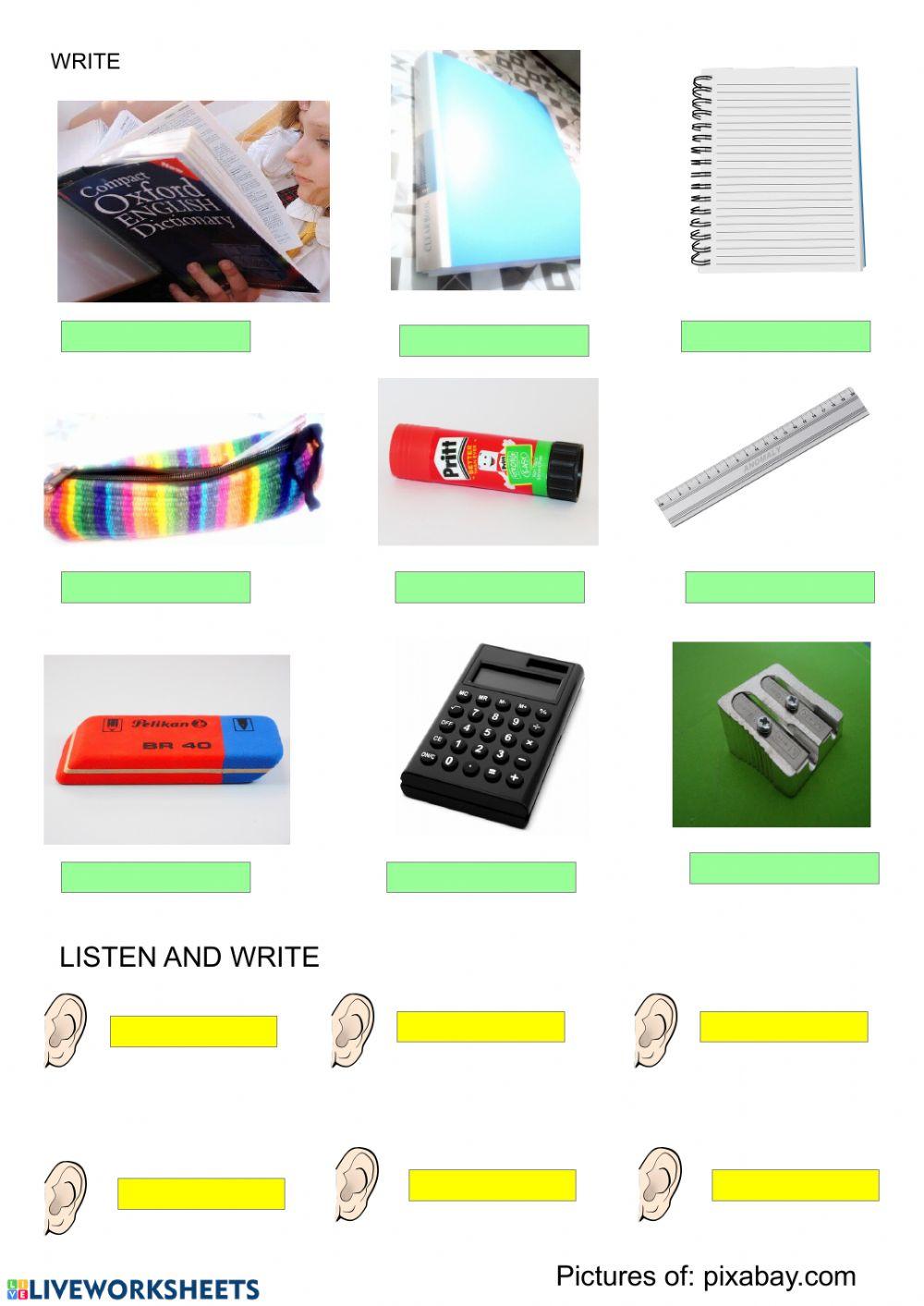 CLASSROOM OBJECTS 3RD PRIMARY worksheet | Live Worksheets