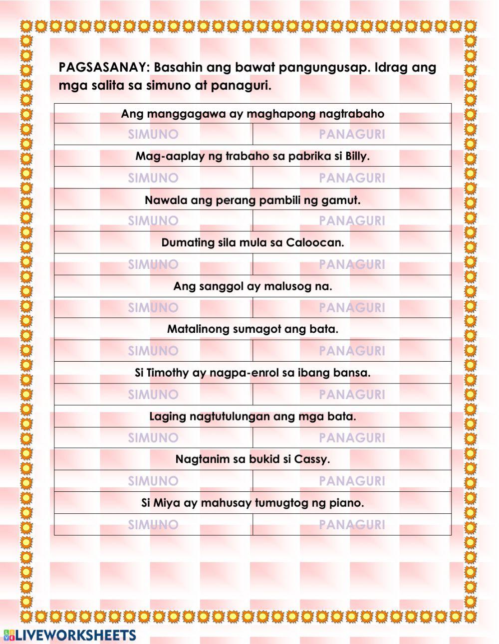 Simuno At Panaguri Worksheet For Grade 2 - vrogue.co