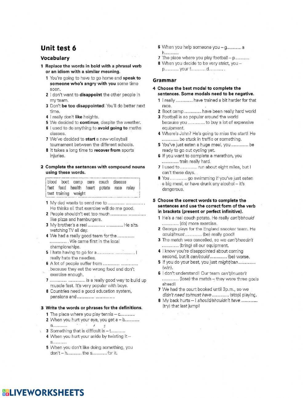 Test for 9th grade | natasap2402 | Live Worksheets