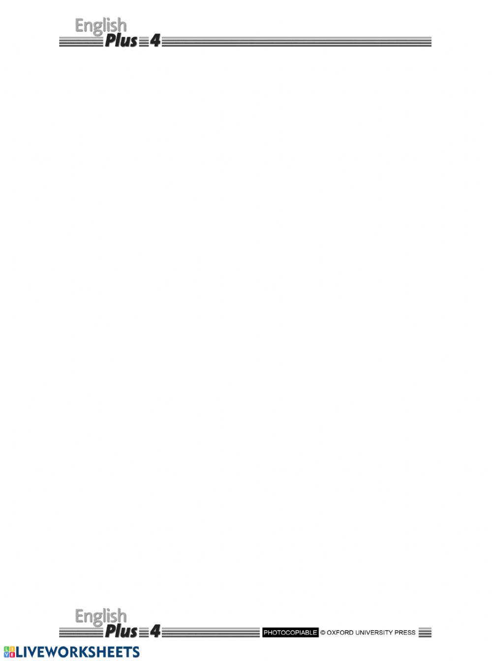 English plus 4. Unit 1. Short tests 5454613 | NeringaP