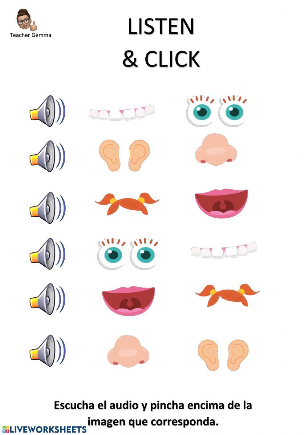89443 | My face-LISTEN&CLICK | Gem_SoLo | LiveWorksheets