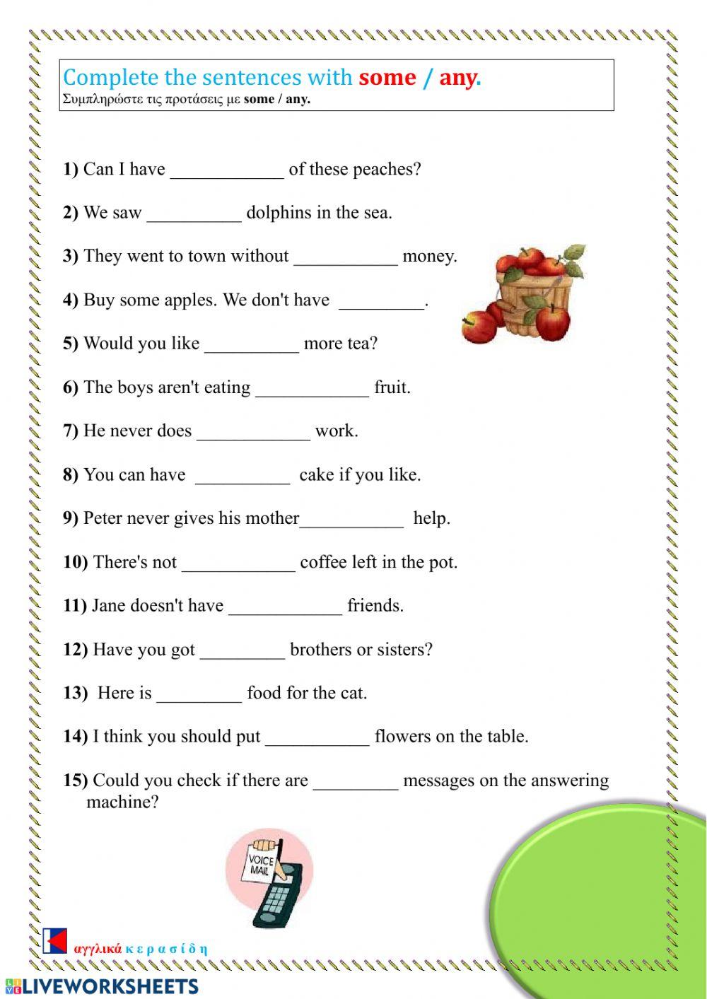 Some-Any Bs.8 worksheet | Live Worksheets