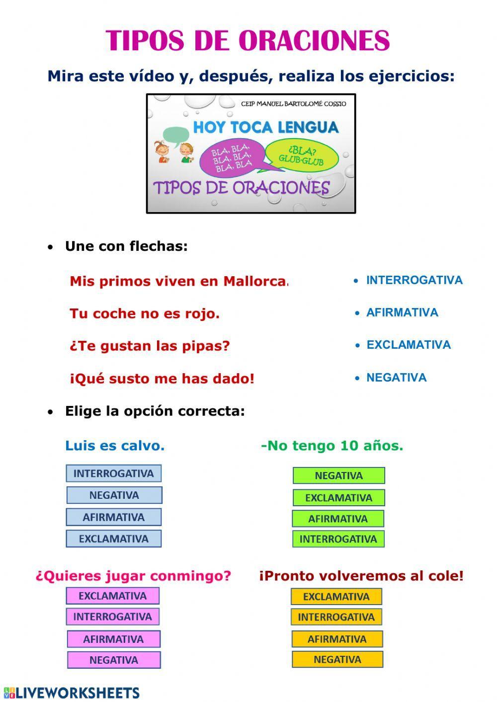 Tipos De Oraciones Interactive Worksheet For 3º Live, 59% OFF Tipos De Oraciones Interactive Worksheet For 3º Live, 59% OFF