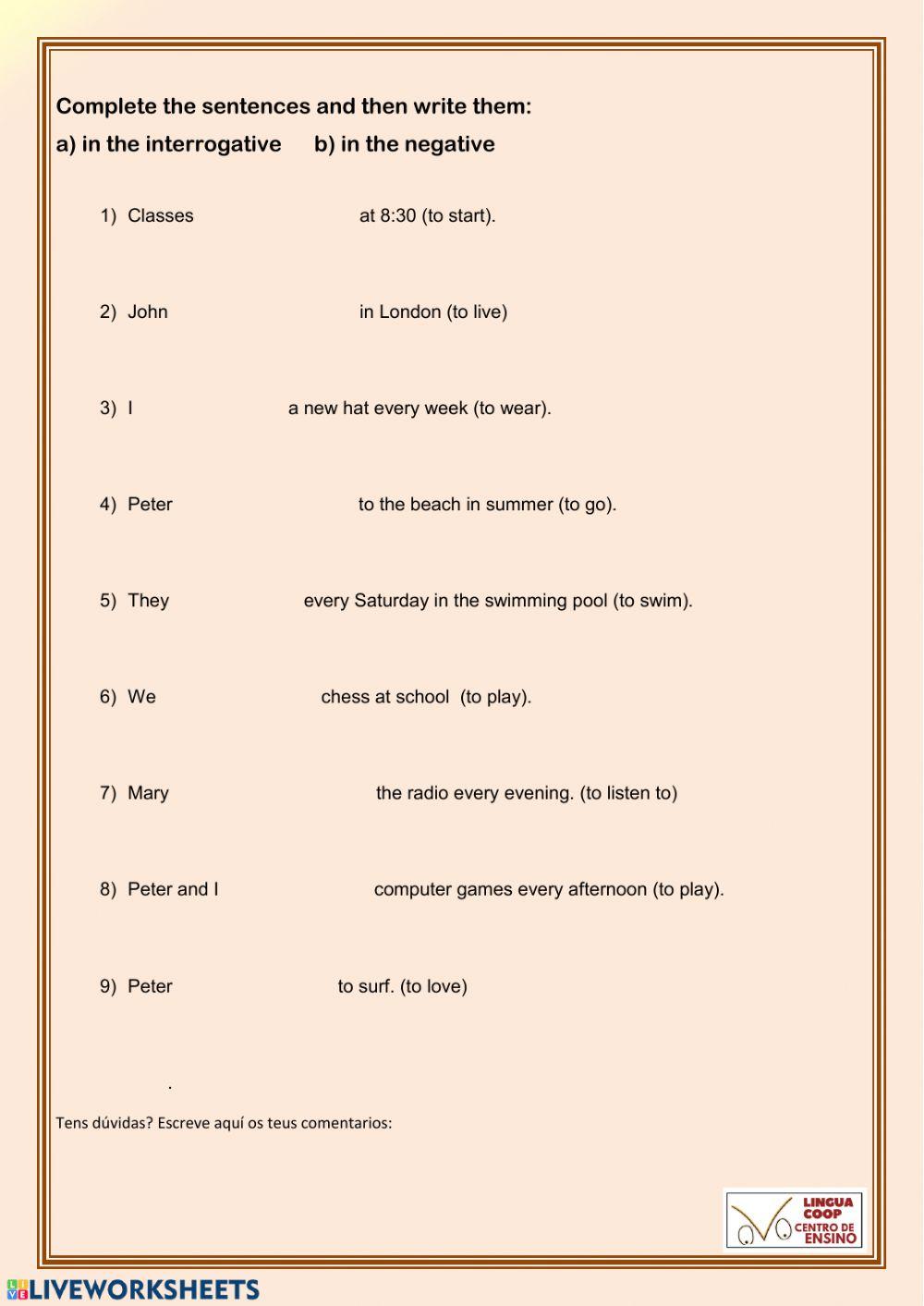 85800 | Present simple | Paula Lemos | LiveWorksheets