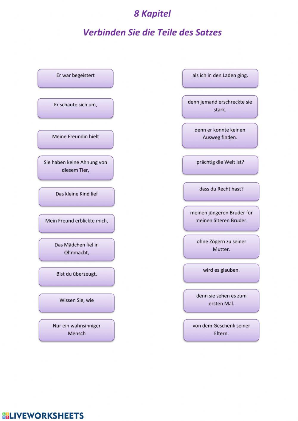 8 Kapitel worksheet | Live Worksheets