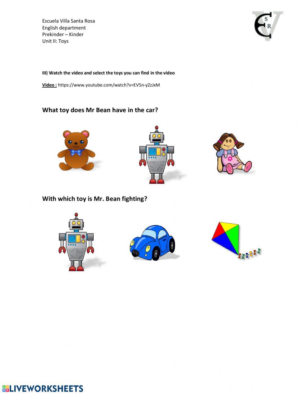 Toys | Free Interactive Worksheets | 90950