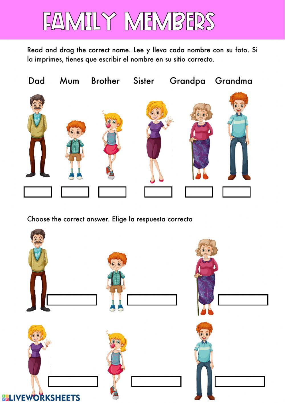 Family online exercise for PRIMARY | Live Worksheets