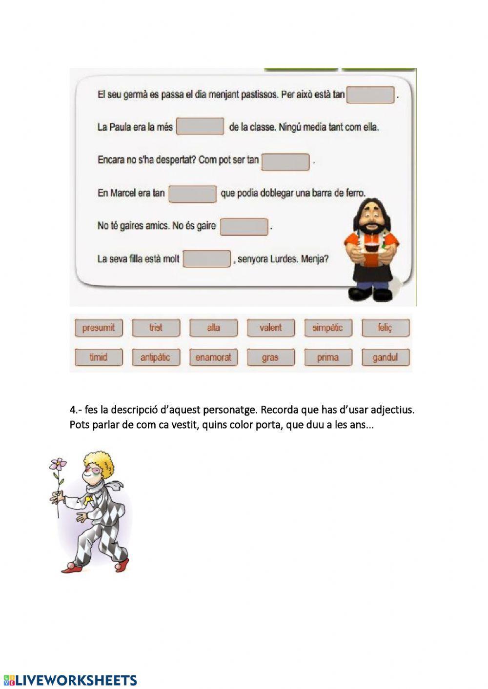Els adjectius | Free Interactive Worksheets | 145271