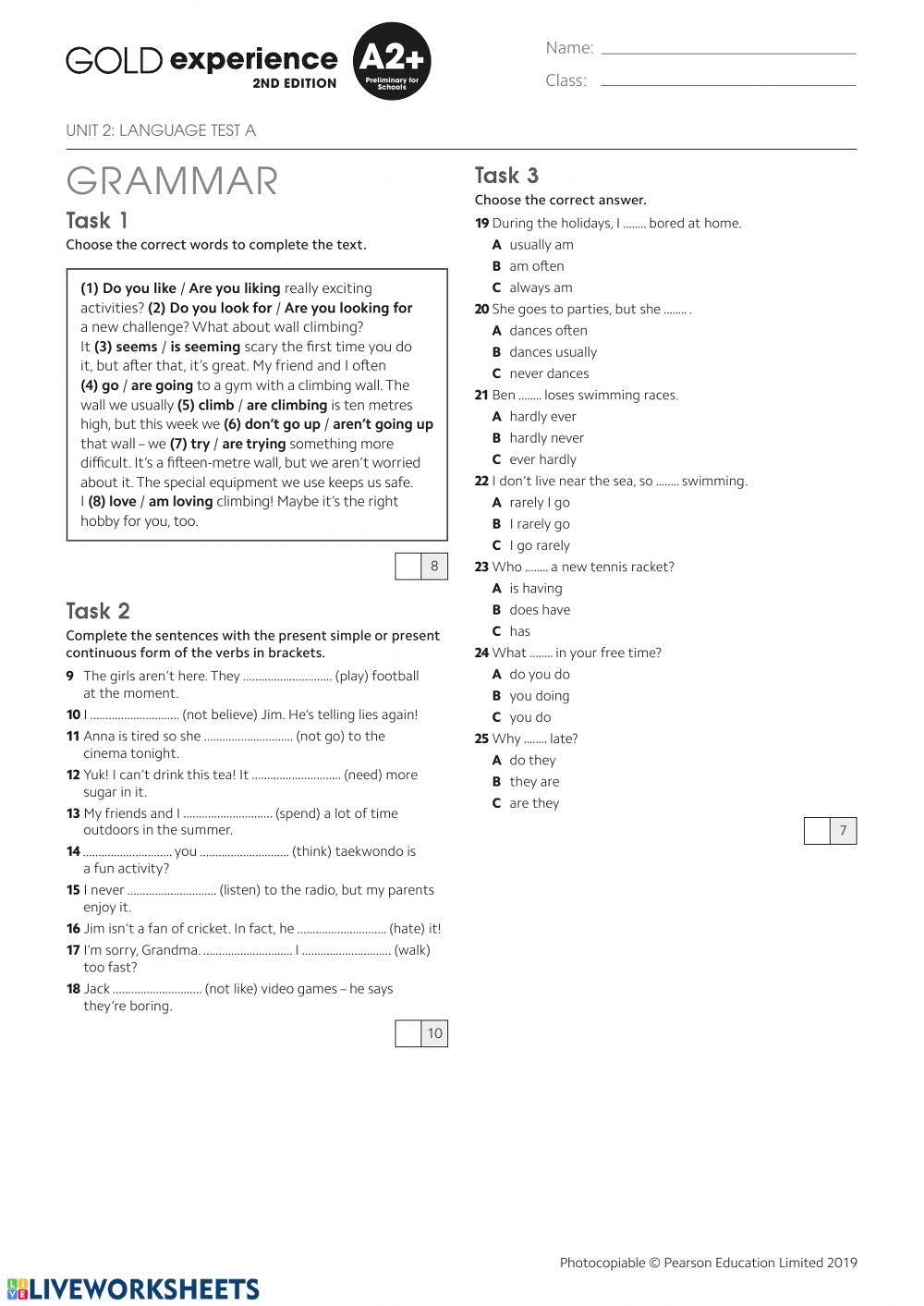 Gold experience… | Free Interactive Worksheets | 5566743