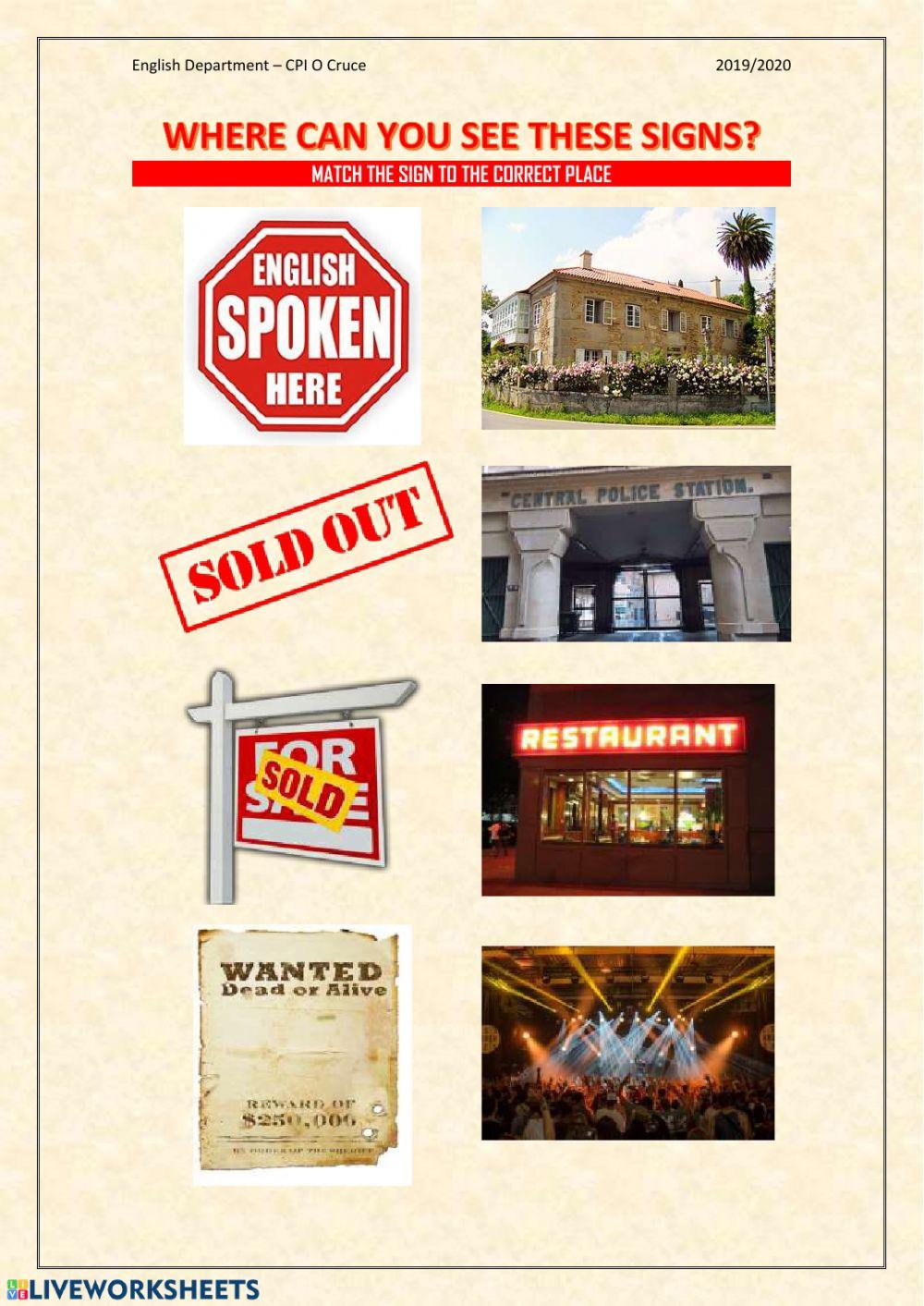 Passive: signs worksheet | Live Worksheets