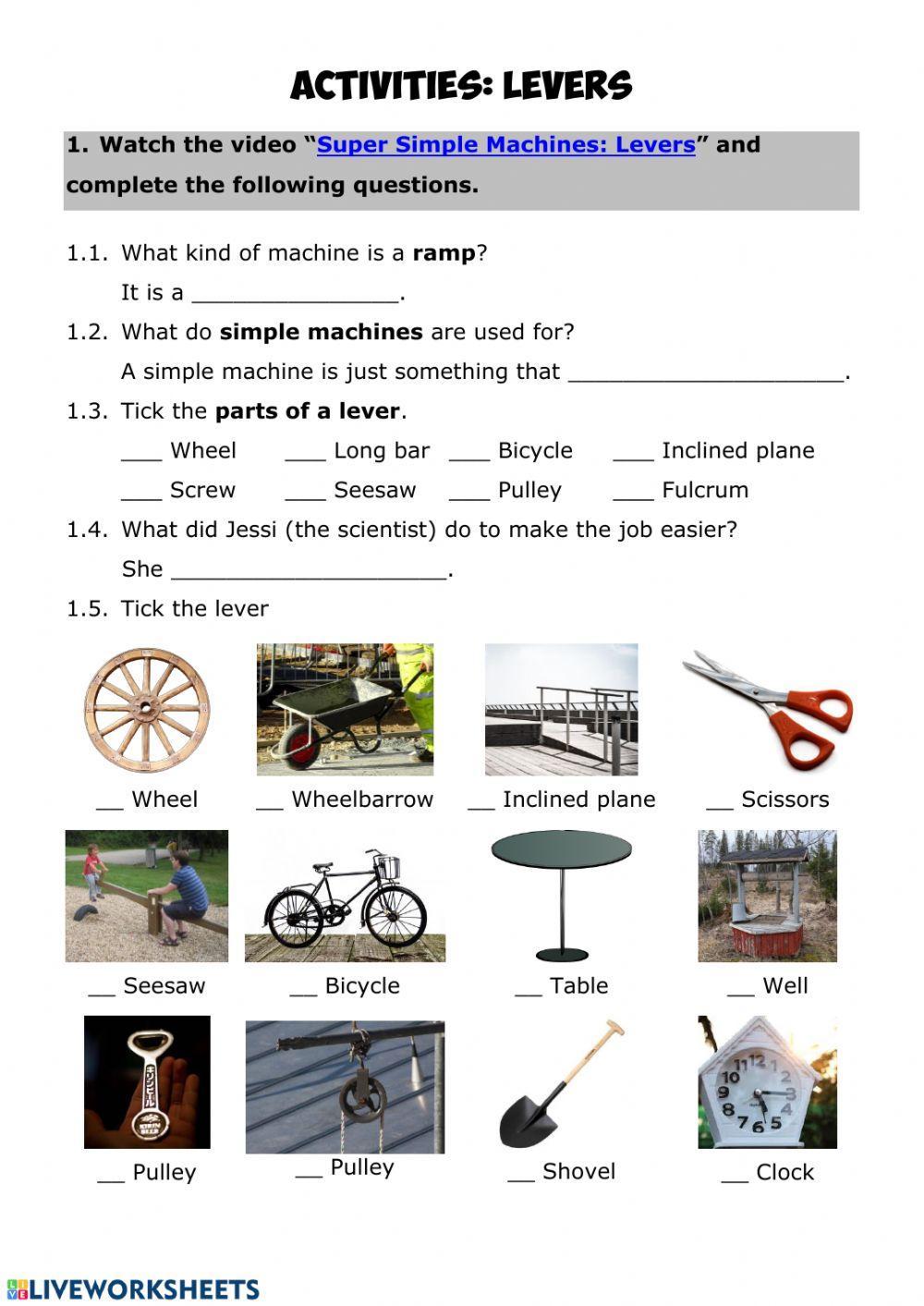 Levers 2.0 worksheet | Live Worksheets