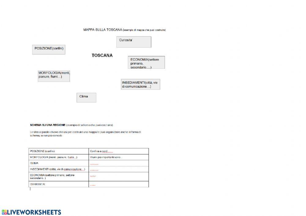 Schema- studio per regione worksheet | Live Worksheets