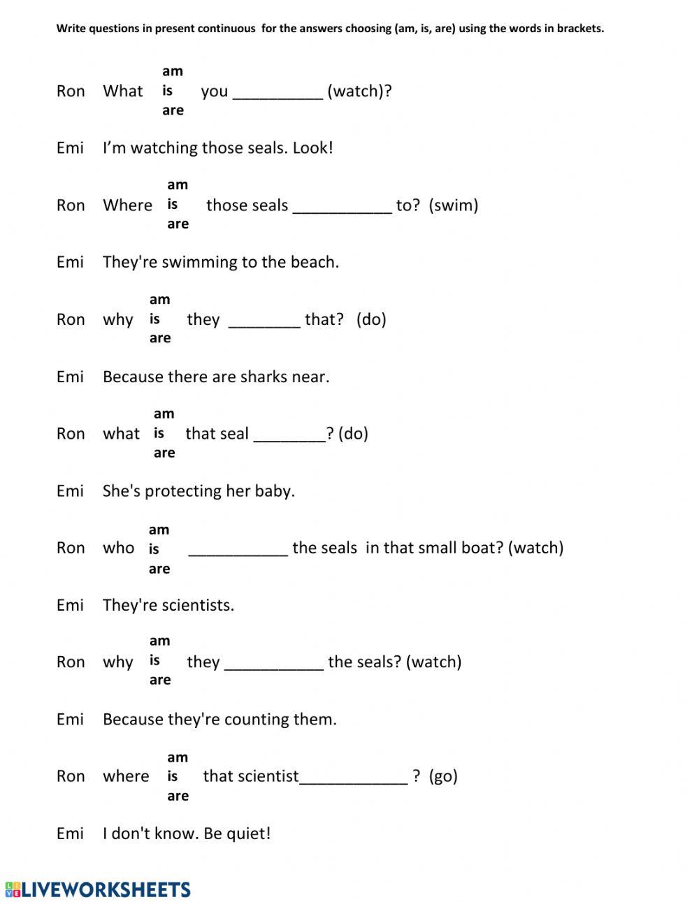 Present Continuous. EP1. Unit 4.(Ex.3.,4.pg.43). online exercise for elementary | Live Worksheets