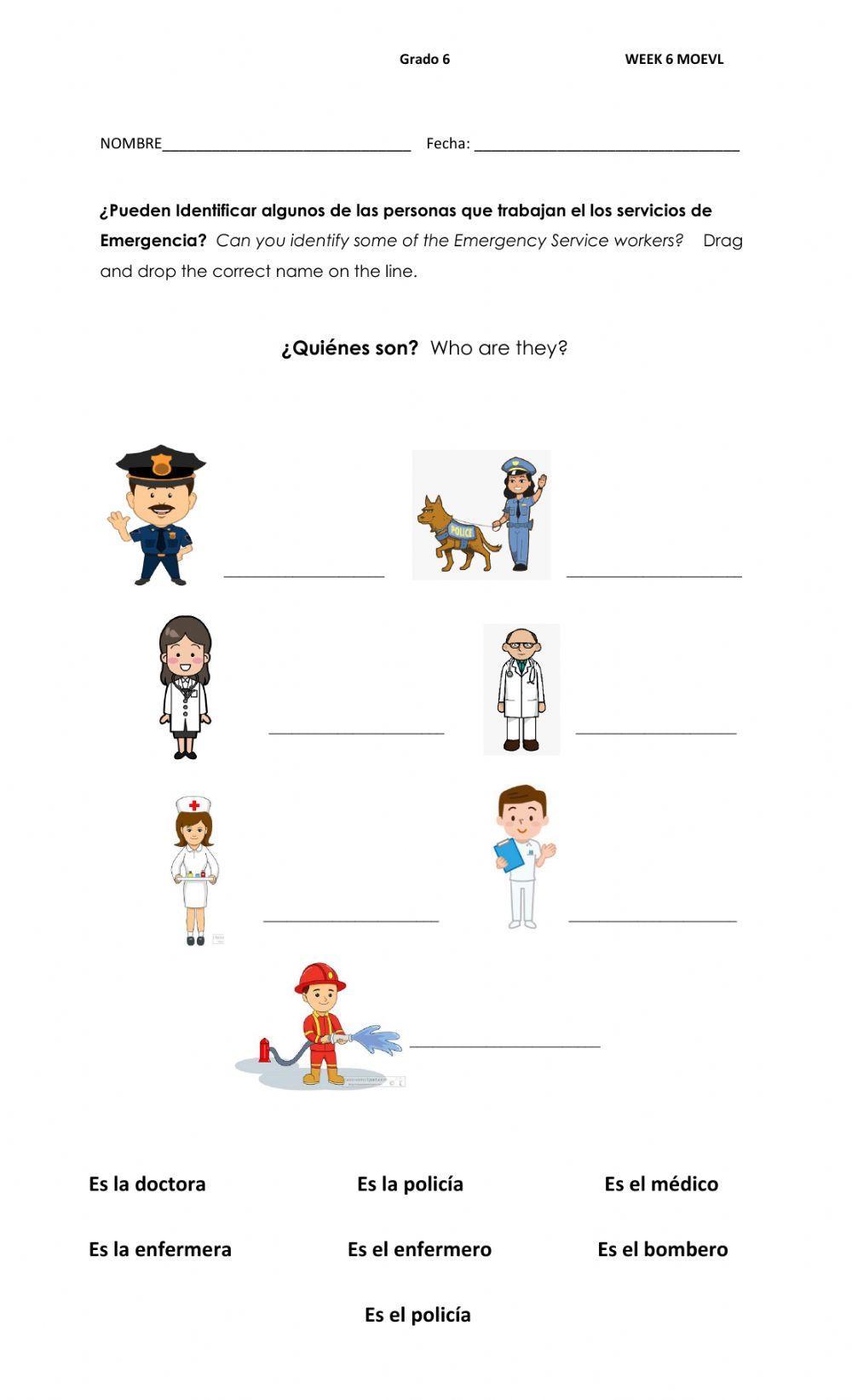 Emergency service workers worksheet | Live Worksheets