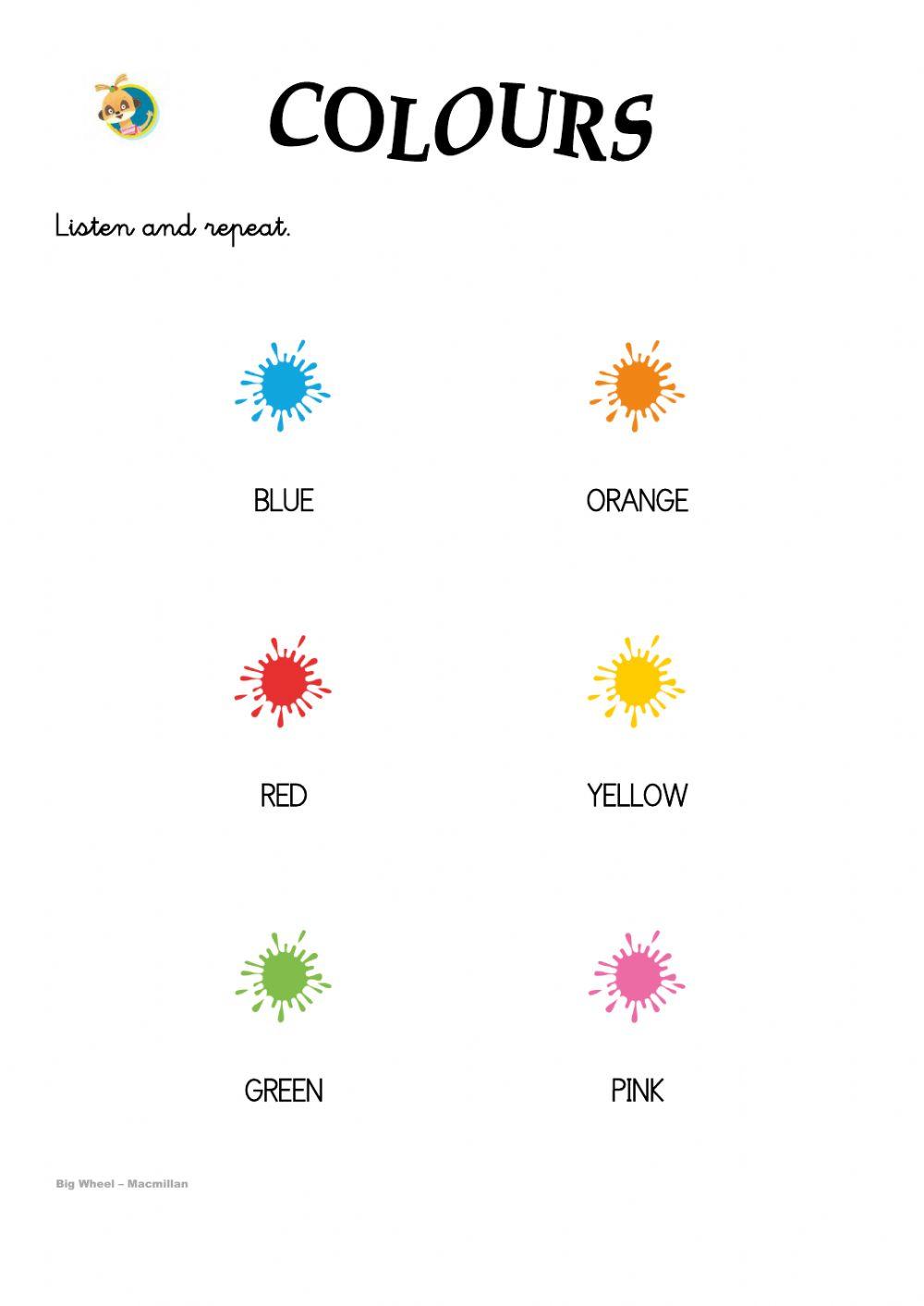 Colours P-4 - 1 worksheet | Live Worksheets