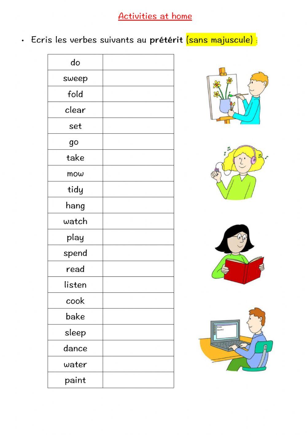 Activities past simple worksheet | Live Worksheets